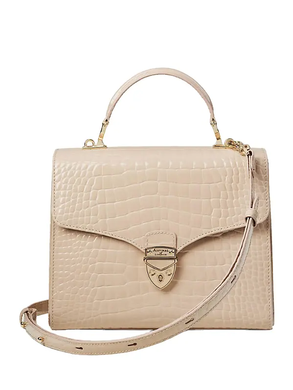 ASPINAL OF LONDON Mayfair Large Croc-embossed Bag - Soft Taupe
