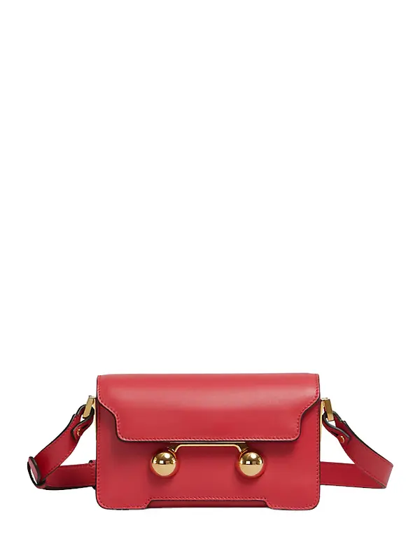 Marni Leather Trunk Shoulder Bag With Branded Hardware - Tulip