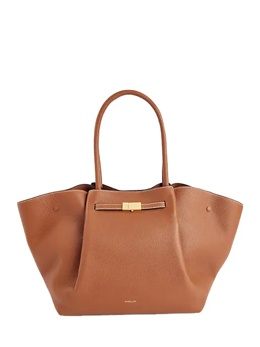 DEMELLIER New York Leather Tote Bag - Tan Ecru Stitching