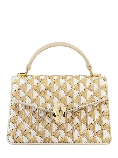 BVLGARI Serpenti Forever Suede Top-handle Bag - Beige