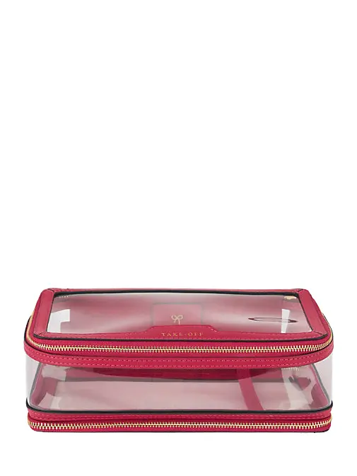 ANYA HINDMARCH In-flight Woven Cosmetics Case - Clear/berry