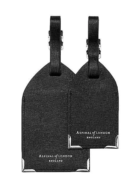 ASPINAL OF LONDON Leather Luggage Tag Set Of Two - Black