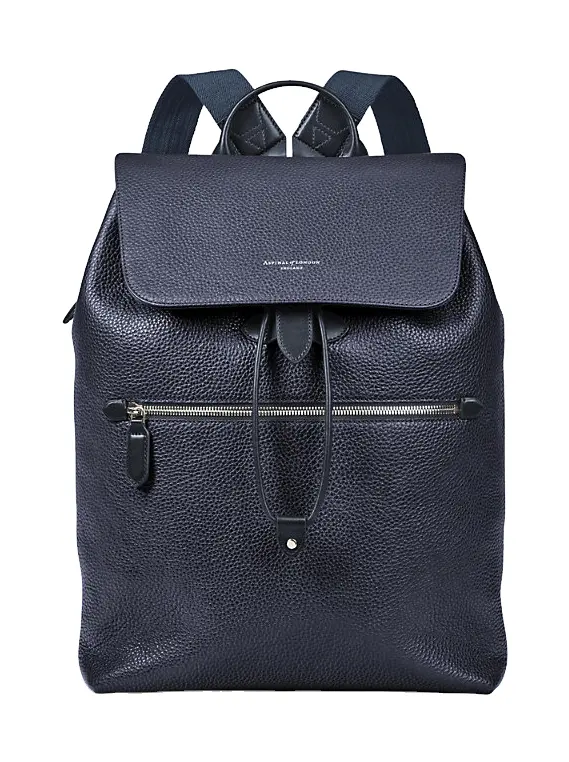 ASPINAL OF LONDON Reporter Leather Backpack - Navy