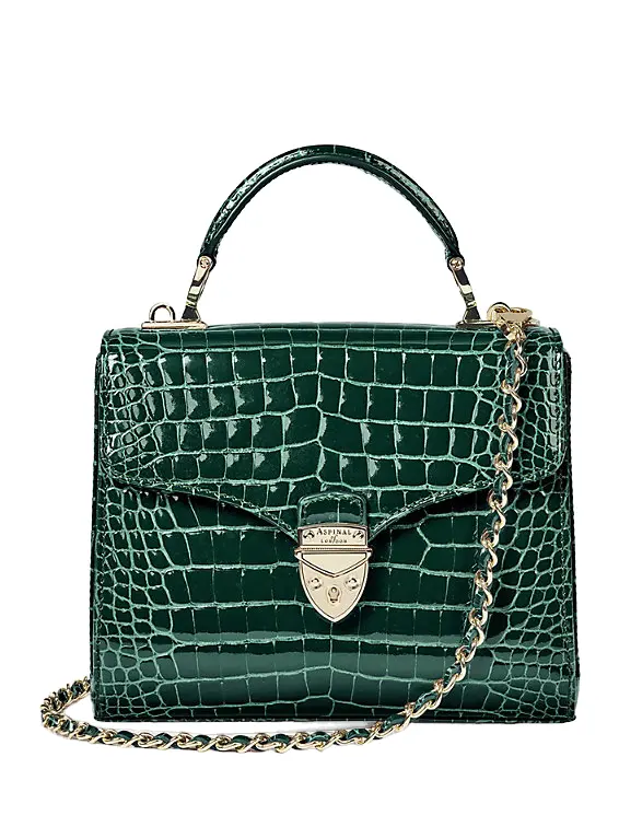 ASPINAL OF LONDON Mayfair Medium Croc-embossed Top-handle Bag - Green