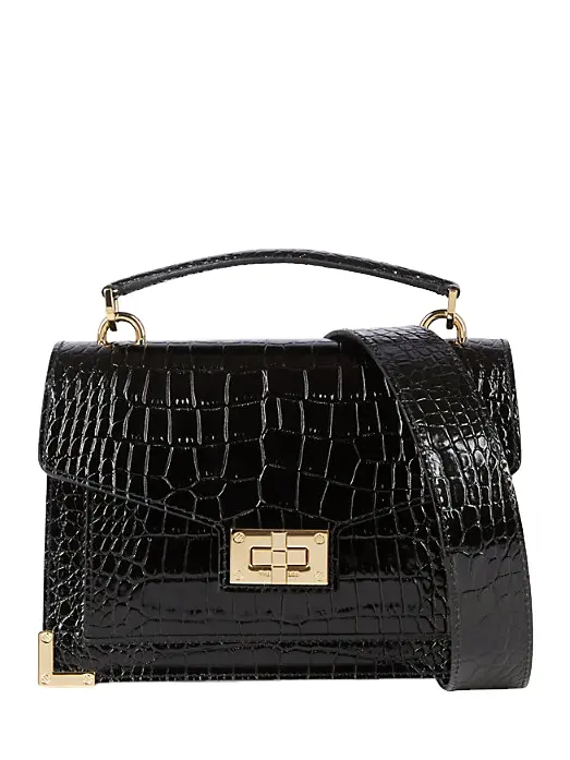 The Kooples Small Emily Crocodile-effect Cross-body Bag - Black
