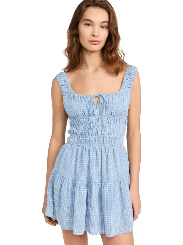 NIA Salt Tiered Mini Dress - Chambray