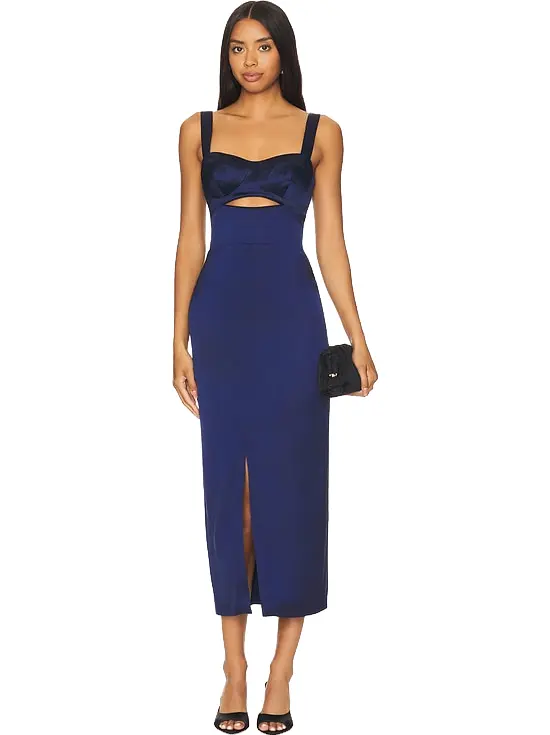 NICHOLAS Gia Corset Midi Dress - Navy