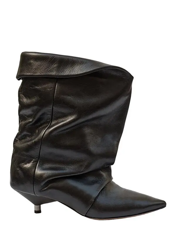 Isabel Marant Edrik Draped Leather Boots - Black