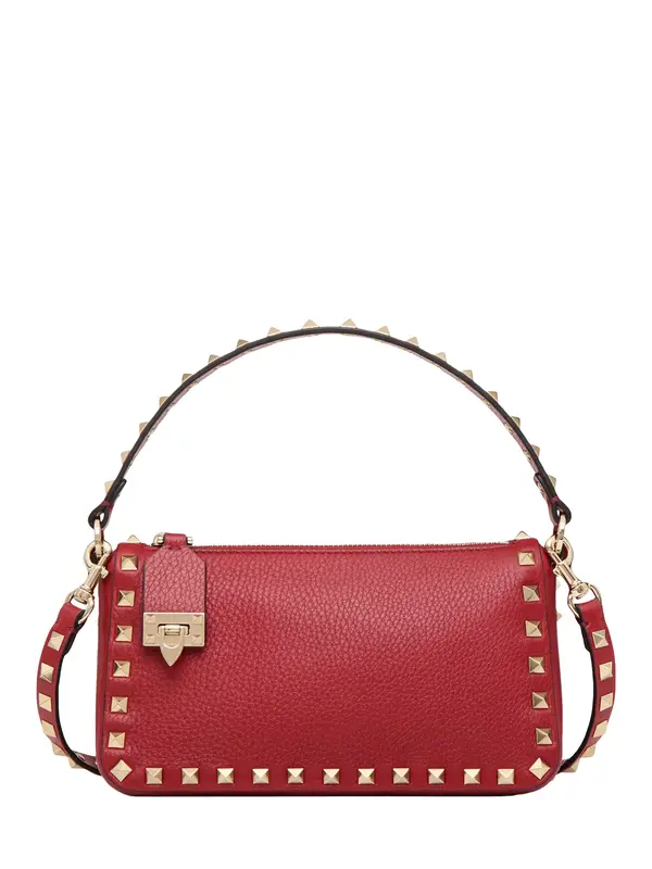 Valentino Garavani Calf Leather Rockstud Cross-body Bag - Red