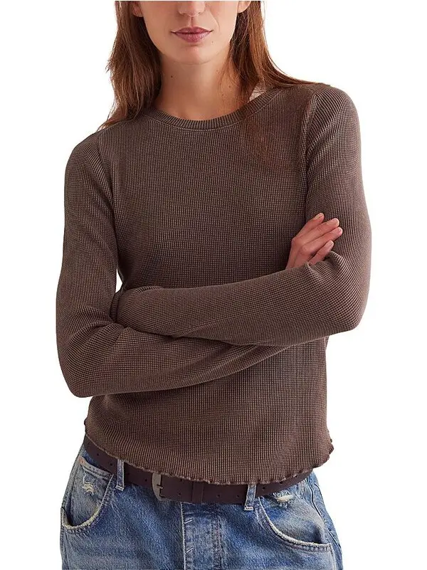 Free People We The Free Easy Does It Long Sleeve Tee - Double Espresso