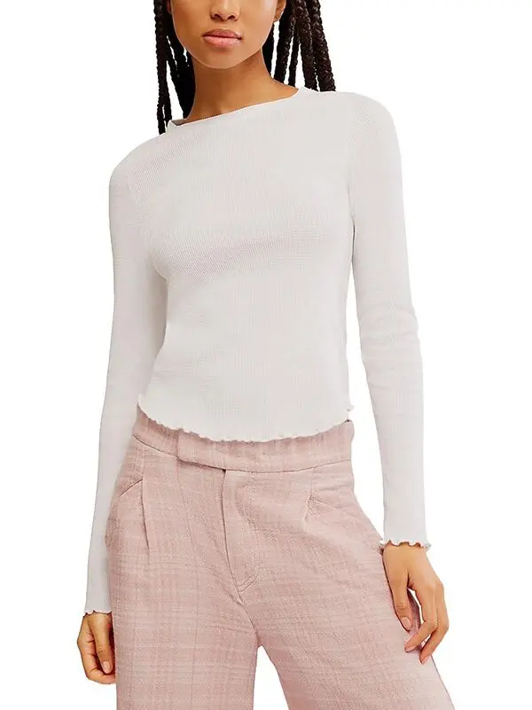 Free People We The Free Easy Does It Long Sleeve Tee - White