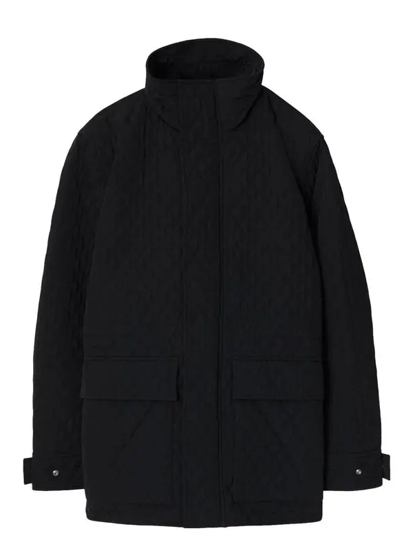 Burberry Quilted Jacket With Detachable Hood - Black