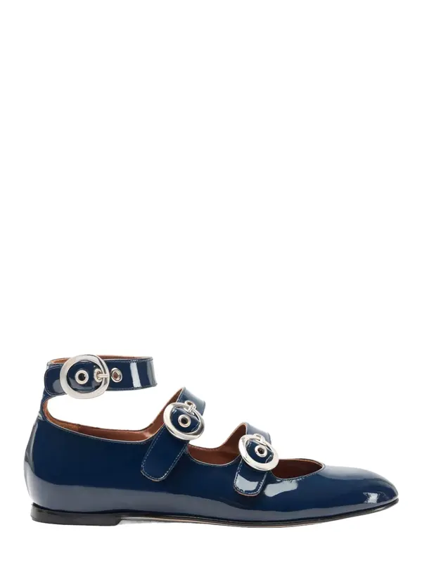 SCAROSSO Linda Ii Leather Ballerinas - Blue