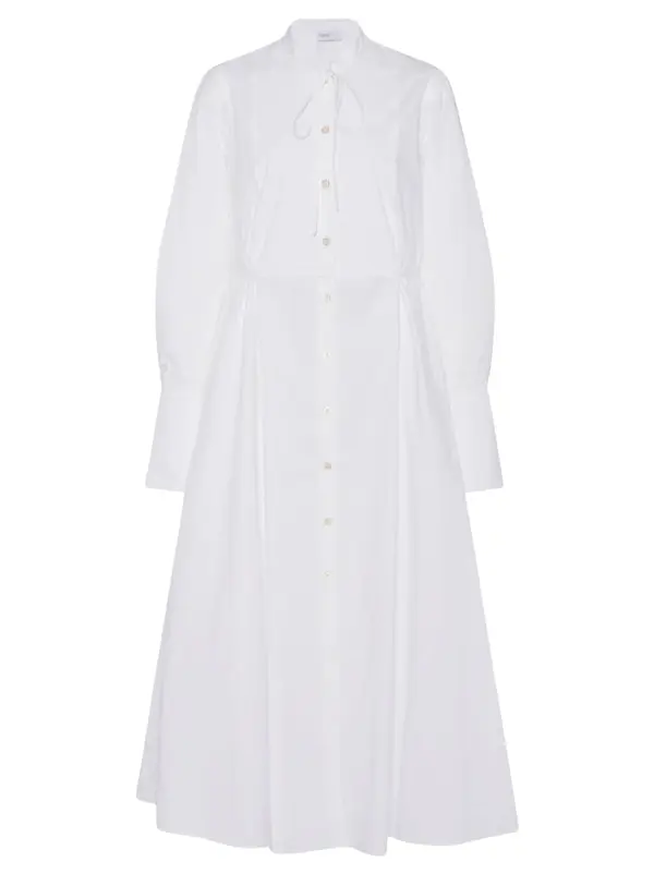Rosetta Getty Long-sleeve Poplin Shirt Dress - White