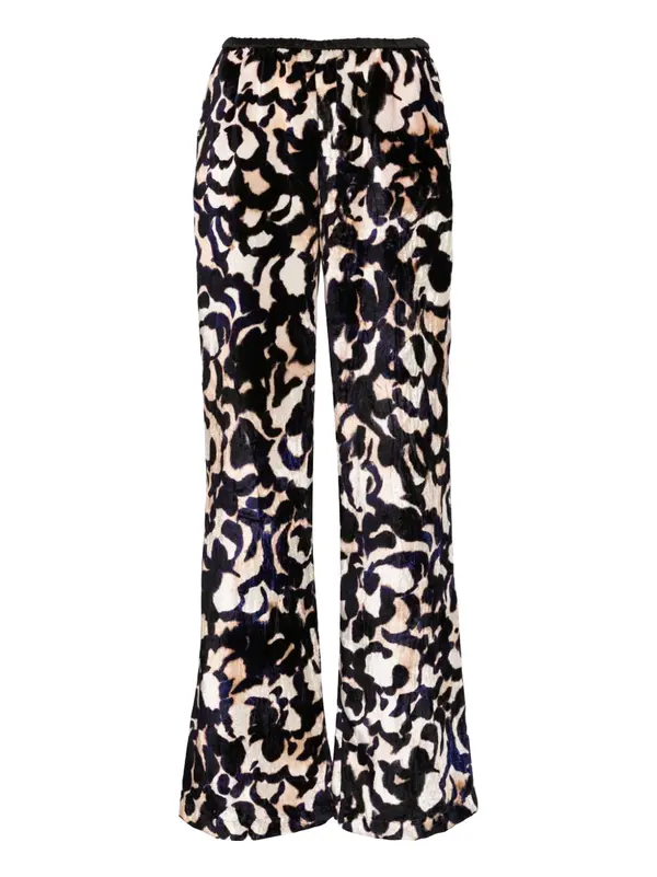 FORTE_FORTE Abstract-print Velvet Trousers - Blue