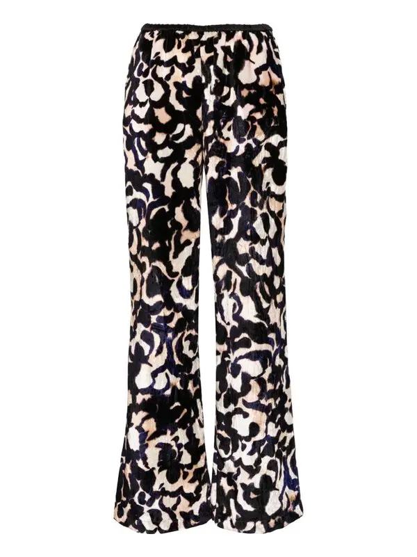 FORTE_FORTE Abstract-print Velvet Trousers - Blue