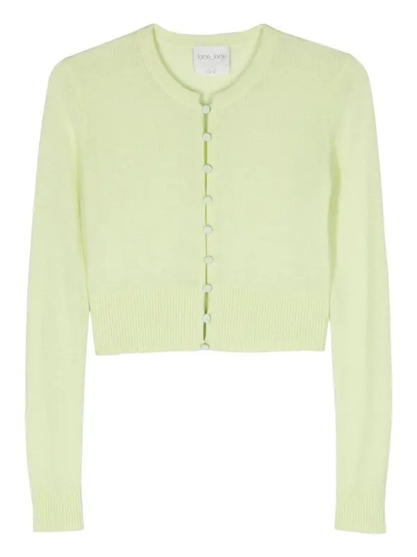 FORTE_FORTE Round-neck Cardigan - Green