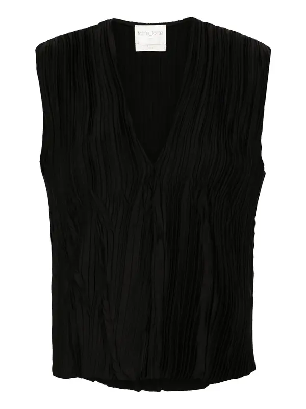 FORTE_FORTE Sleeveless Pleated Blouse - Black