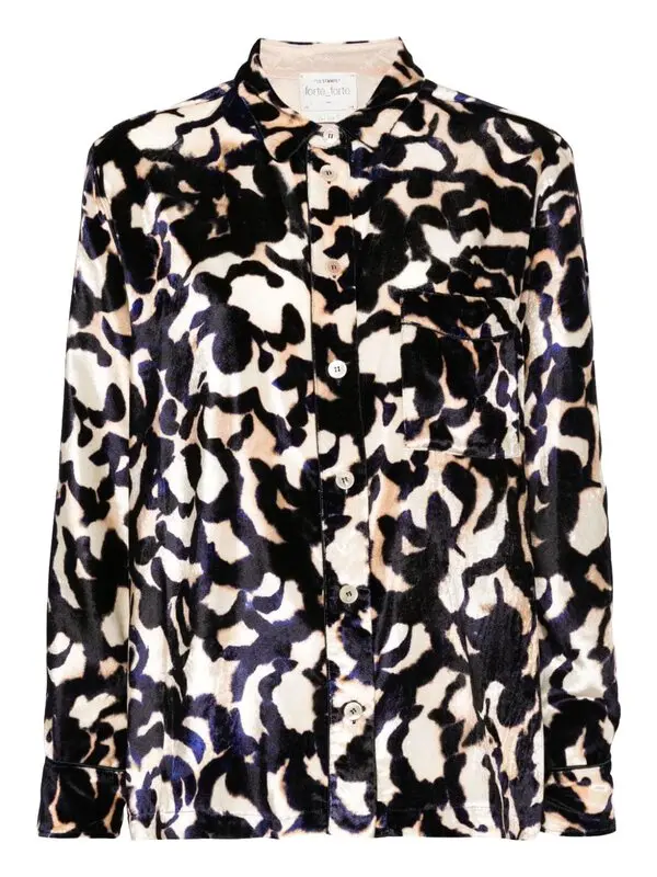 FORTE_FORTE Animal-print Velvet Shirt - Neutrals