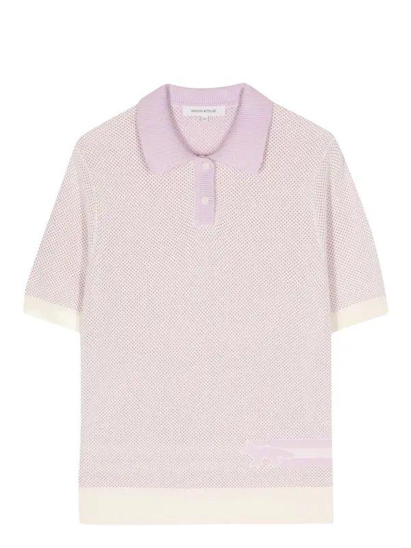 Maison Kitsuné Flash Fox Knitted Polo Top - Pink