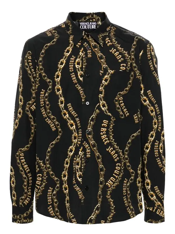 Versace Chain Couture Cotton Shirt - Black