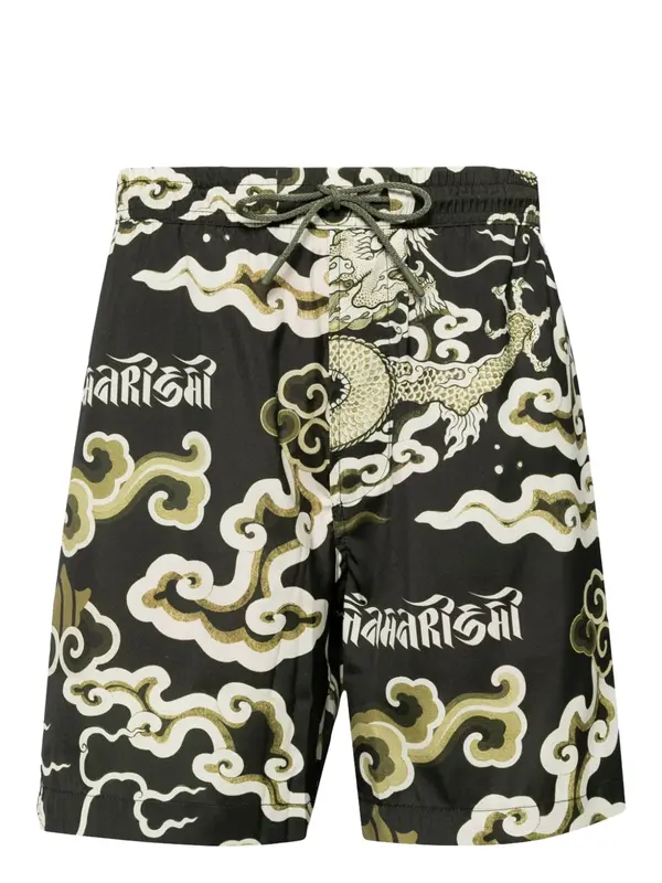 MAHARISHI Cloud Dragon-print Swim Shorts - Green