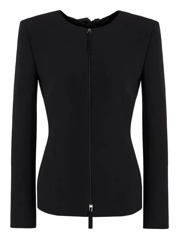 Giorgio Armani Bow-detail Zipped Jacket - Black