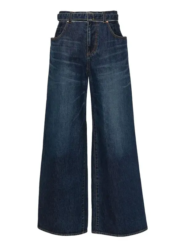 Sacai High-rise Wide-leg Jeans - Blue