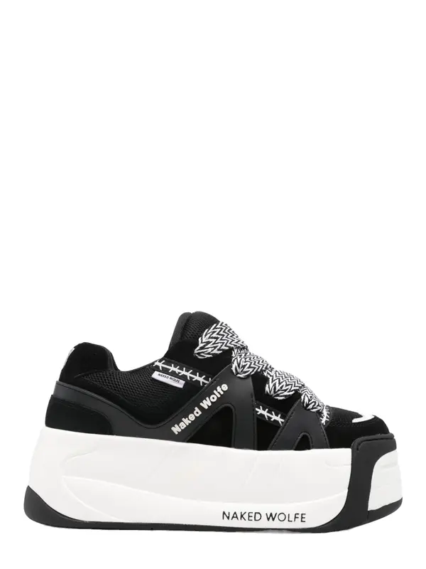 NAKED WOLFE Leather Platform Sneakers - Black