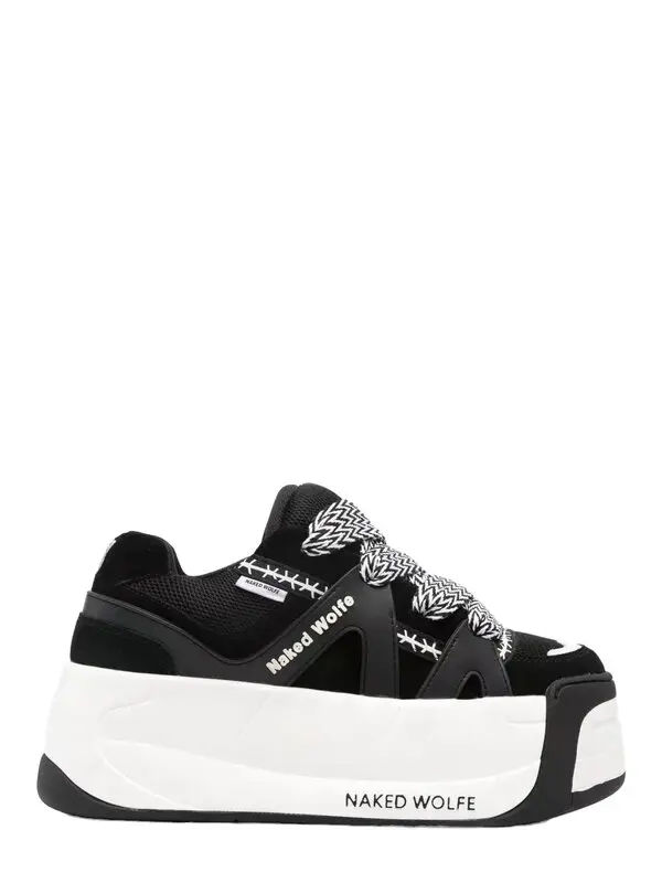 NAKED WOLFE Leather Platform Sneakers - Black