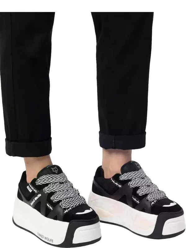 NAKED WOLFE Slider Leather Platform Sneakers - Black