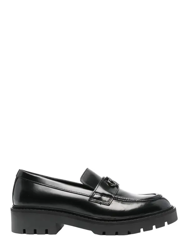 Calvin Klein Monogram-plaque Leather Loafers - Black