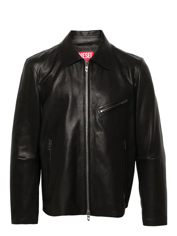 Diesel L-korn Leather Jacket - Black