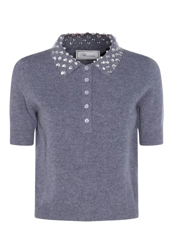 Blumarine Wool Polo Shirt - Grey Excalibur