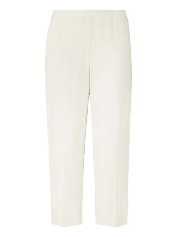 Theory Treeca Cropped Plissé-crepe Straight-leg Trousers - Off-white