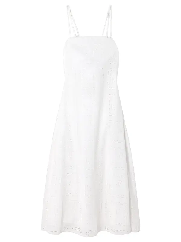 Tory Burch Open-back Broderie Anglaise Cotton Midi Dress - White