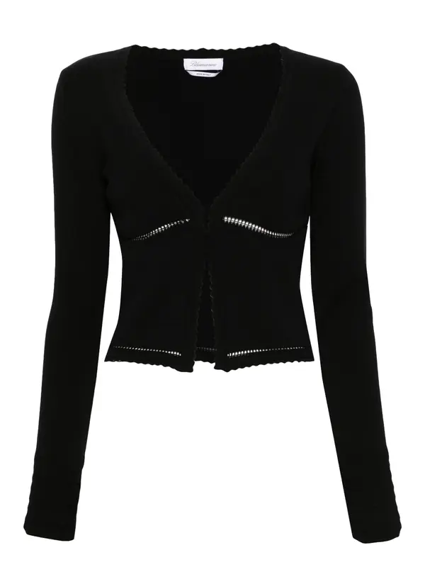 Blumarine Scalloped V-neck Cardigan - Black