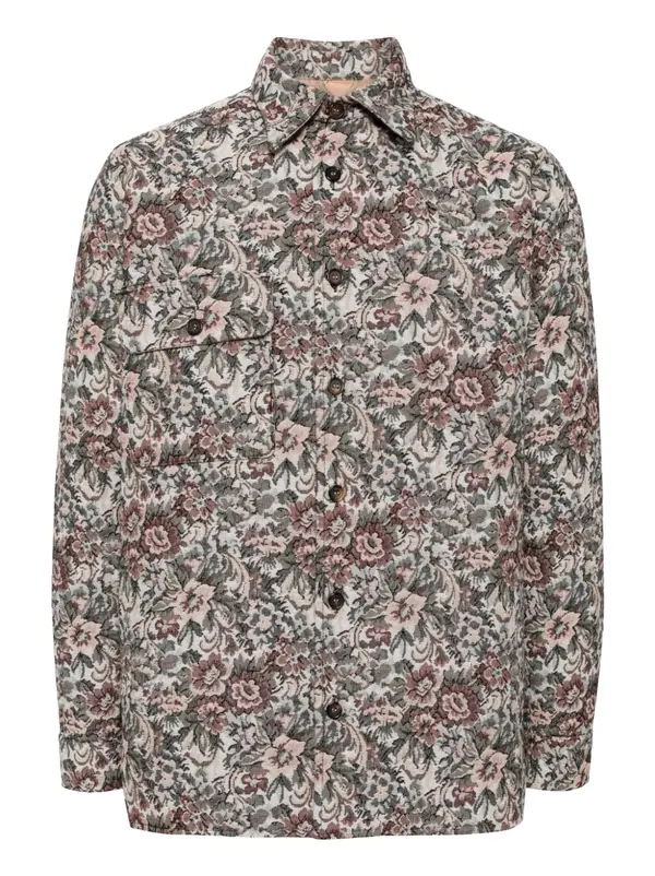 BLESS Floral-print Shirt Jacket - Neutrals