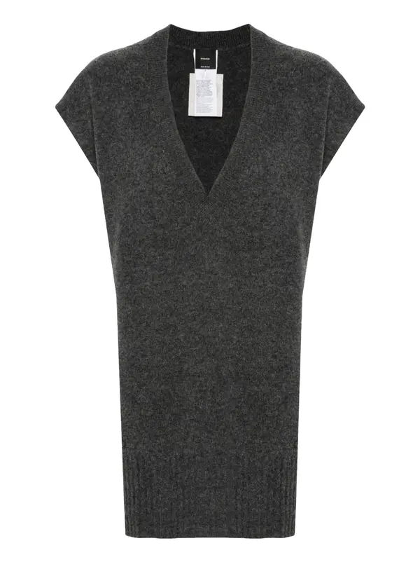 Pinko V-neck Fine-knit Gilet - Grey