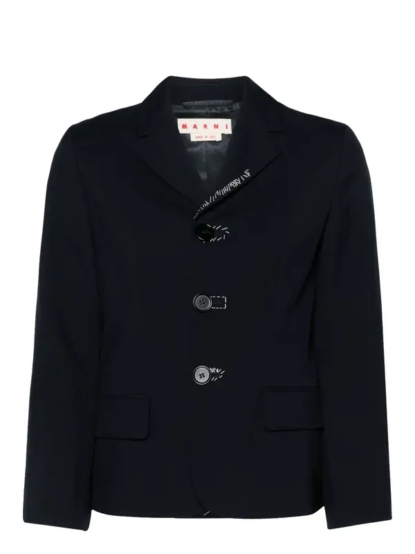 Marni Embroidered Virgin Wool Blazer - Blue