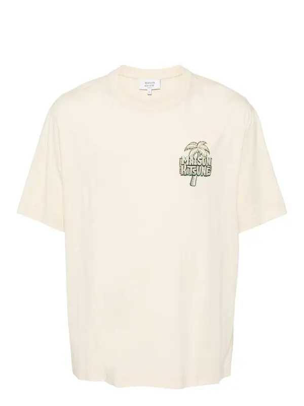 Maison Kitsuné Graphic-print Cotton T-shirt - Neutrals