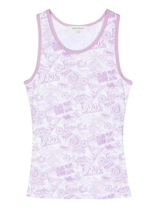 Maison Kitsuné Logo-print Tank Top - Purple