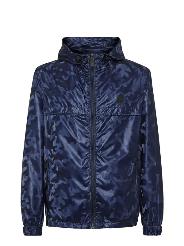 Philipp Plein Camouflage-print Hooded Windbreaker - Blue