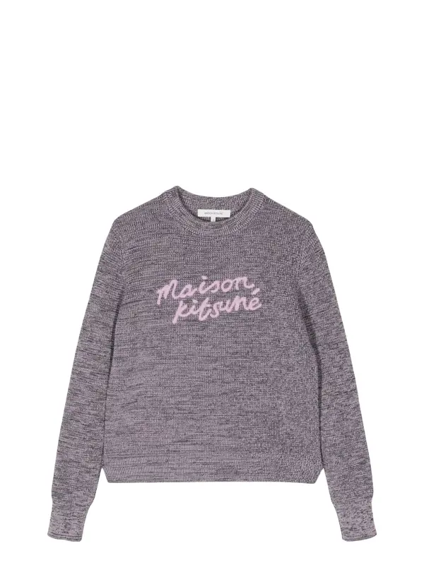 Maison Kitsuné Handwriting Logo-embroidered Jumper - Purple