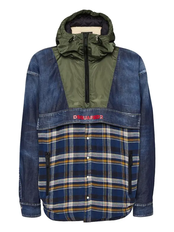 Dsquared2 Checked Panelled Denim Shirt - Blue