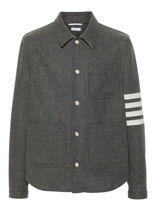 Thom Browne 4-bar Felted Shirt Jacket - Grey