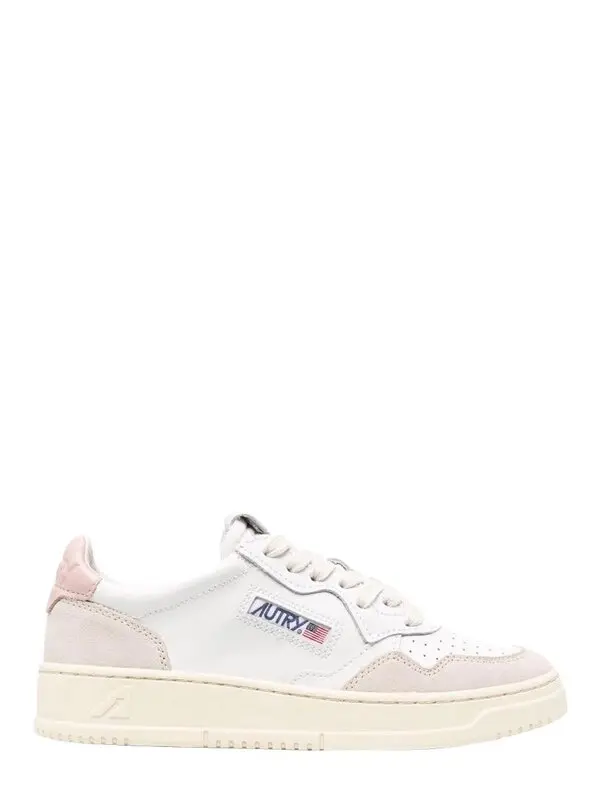 AUTRY Medalist Leather Low Top Sneakers - White/pink