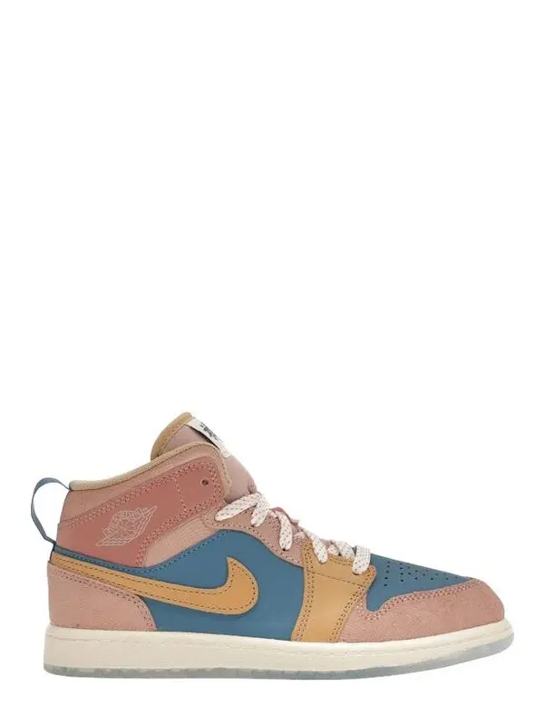 JORDAN 1 Mid Zen Sneakers - Aegean Storm/hemp/pink Oxford