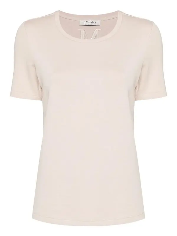 Max Mara Tubo Logo-embroidered T-shirt - Neutrals