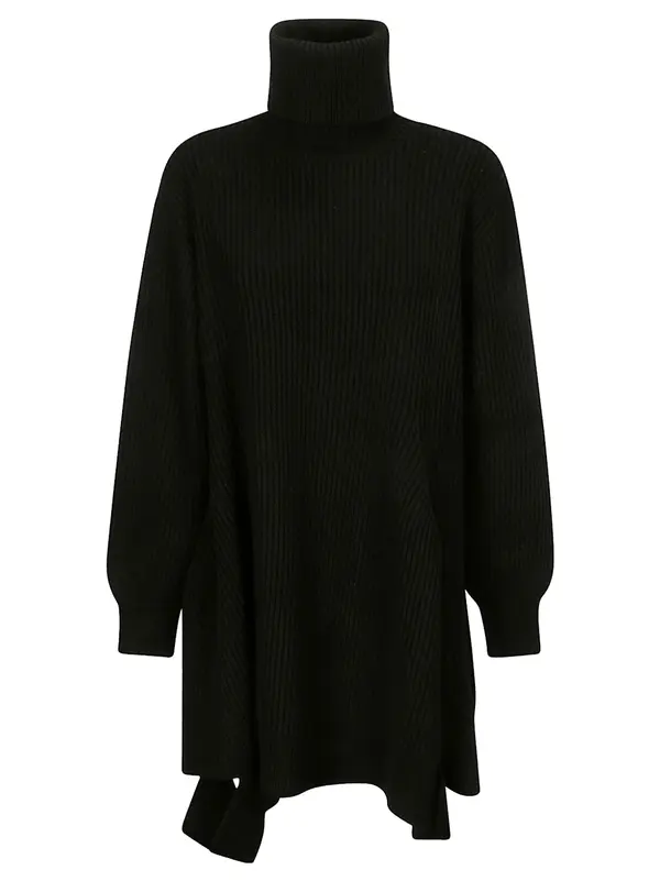 Yohji Yamamoto High-neck Knitted Dress - Black